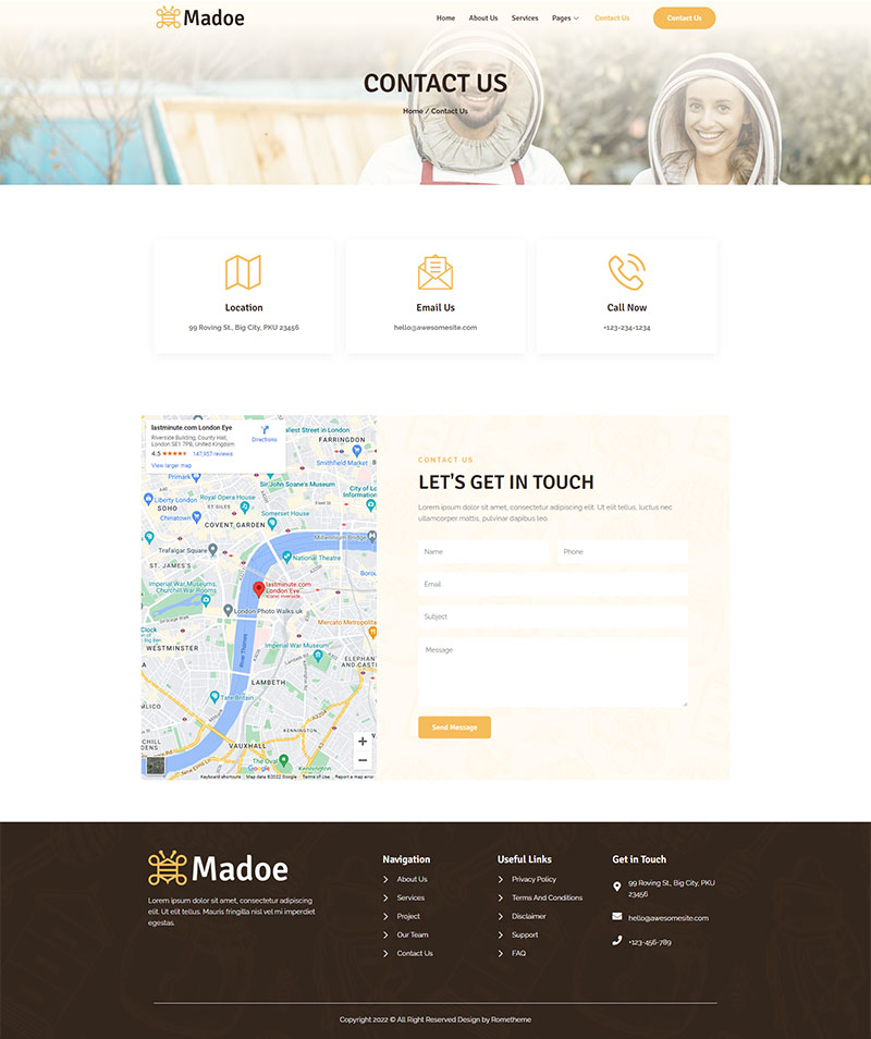 Madoe - Honey Bee Farm Elementor Template Kit by Rometheme | ThemeForest